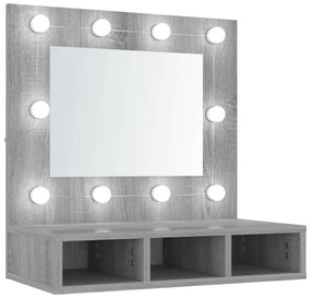 Petromila Zrcadlová skříňka s LED šedá sonoma 60 x 31,5 x 62 cm