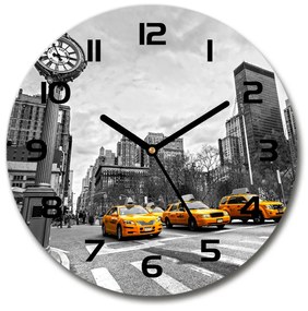 Wallmuralia Skleněné hodiny kulaté Taxi New York fi 30 cm