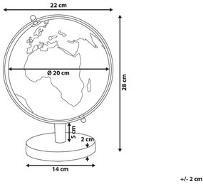 Stříbrný globus 28 cm CABOT Beliani