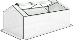 Outsunny fóliový skleník s PE sítí — mrazuvzdorný mini skleník pro balkon a zahradu, skleník na rajčata, 180 × 90 × 70 cm, bílý