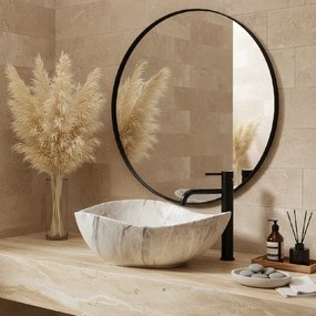 Rea Dora Stone, umyvadlo na desku 515x400x175 mm, šedá imitace kamene, REA-U5066