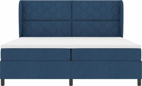 Postel s boxspringem s čelo Modrá 200 x 200 cm textil 3340654