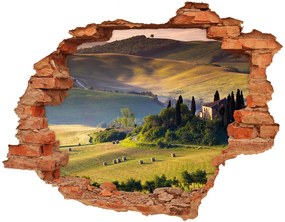 Wallmuralia Díra 3D ve zdi nálepka Toskánsko Itálie 90x70 cm