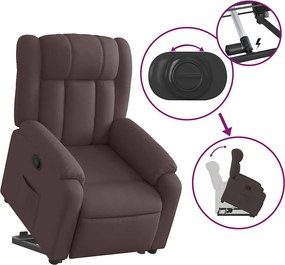Zvedací polohovací křeslo tmavě hnědé textil 3205321