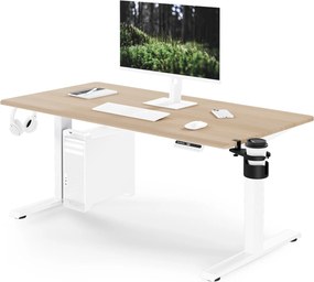 Elektrický stůl s nastavitelnou výškou ergonomický bílý/dub sonoma,1400x700 mm: ARIA