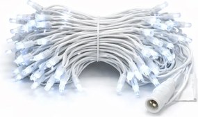 Eco Fix LED světelný řetěz, 10 m, venkovní, ledově bílá s FLASH, 100 diod, 36V, bílý kabel, IP44