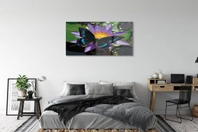 akrylový obraz motýl květina 125x50 cm