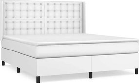 Box spring postel s matrací bílá 160x200 cm umělá kůže 3132508