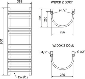 Mexen Eros, elektrické topné těleso 900 x 318 mm, 300 W, bílá, W112-0900-318-2300-20
