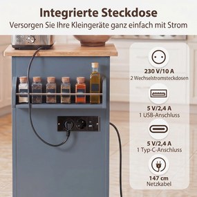 Costway Kuchyňský vozík s držákem, kořenkou a zásuvkou, šedý