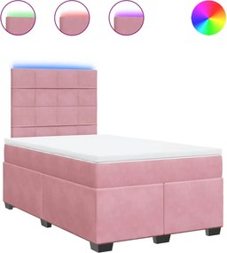 Box spring postel s matrací růžová 120 x 200 cm samet 3293187