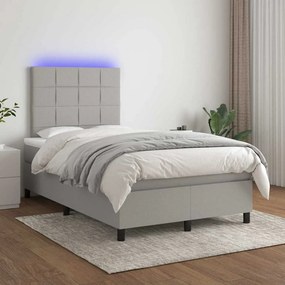 Box spring postel s matrací a LED světle šedá 120x190 cm textil 3270197
