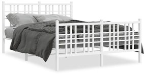 Kovový rám postele s hlavovým a nožním čelem bílý 140 x 200 cm