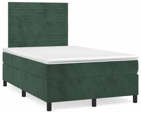 vidaXL Box spring postel s matrací tmavě zelená 120x190 cm samet