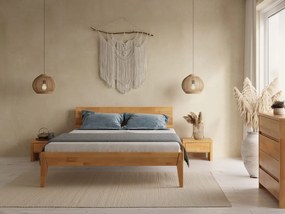 Vysoká postel z bukového dřeva 160x200 cm Badajoz skandinávské