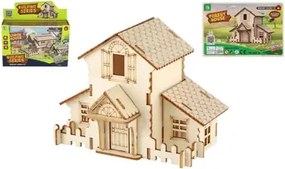 TEDDIES Dřevěné 3D puzzle domeček / Stavebnice / 4 druhy / Dřevo / od