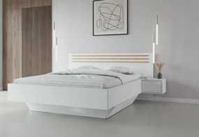 Postel + 2x noční stolek, bílá/dub artisan, 160x200, FLORENS