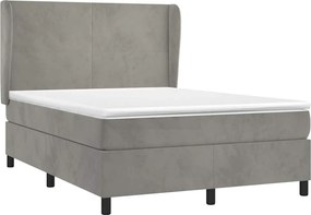 Box spring postel s matrací světle šedá 140x200 cm samet 3129093