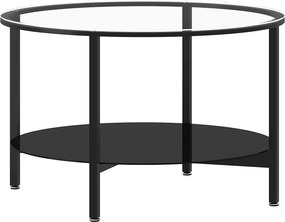 Čajový stolek černý a průhledný 70 cm tvrzené sklo 331618