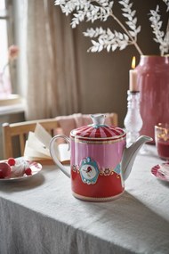 Pip Studio Love Birds čajová konvice 1,3l, červeno-růžová (čajová konvice 1,3litru)