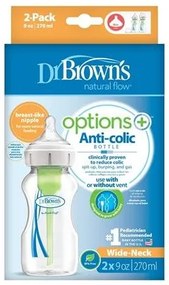 Dr. Brown´s Kojenecká láhev širokohrdlá OPTIONS+ 2x270 ml transparentní