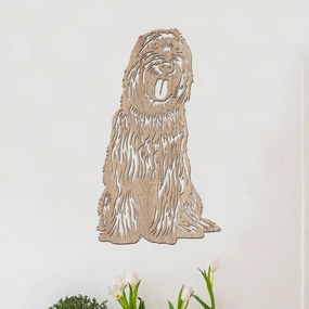 dřevo života Dřevěný obraz psa BRIARD Zvolte rozměr (cm): 35x60, Zvolte barvu dekoru: Dub Sonoma