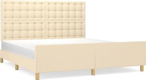 Rám postele bez matrace krémový 160 x 200 cm textil 3125394
