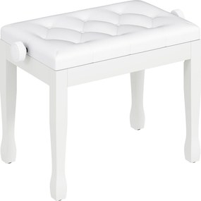 HOMCOM Výškově nastavitelná klavírní stolička, klavírní lavice s polštářem z umělé kůže pro piano klávesnici 64 x 35 x 45-55 cm, bílá