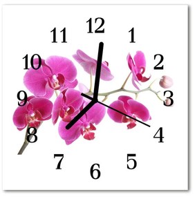 Skleněné hodiny čtvercové orchidej