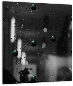 Abstraktní obraz - zelené kuličky (30x30 cm)