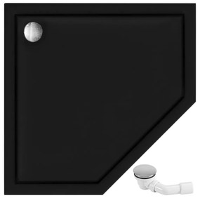 Pětiúhelníkový sprchový kout REA DIAMOND 90x90 cm, zlatý/transparent + vanička Diamond černá