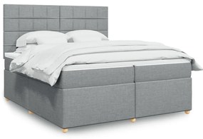 Box spring postel s matrací světle šedá 200 x 200 cm textil