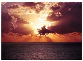 Skleněný obraz slunce za mraky (70x50 cm)
