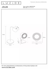 Lucide 46619/03/41 - LED Stm. stol. lampa JOLAN LED/3,5W/5V