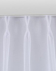 Záclona na dvojitých hačcích flex barva bílá látka poloprůhledná, pletený vzor, vzorované