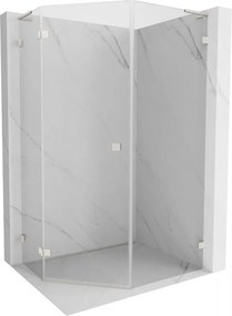 Mexen Lunar, L pětiúhelníkový sprchový kout naklápěcí doleva 80 x 90 cm, 8mm čiré sklo, ocelový profil, 831L-080L-090P-97-00-L