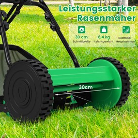 Costway Vřetenová sekačka Ruční sekačka na trávu s 30 cm šířkou záběru 18,5