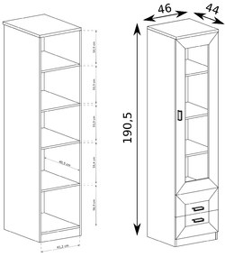Obývací stěna TADEUSZ s - sestava A - dub stoletý