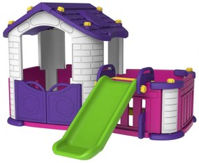Mamido Dětský zahradní domeček se skluzavkou fialový