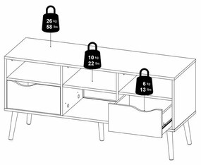 Tvilum Bílý TV stolek OSLO 75391 s dekorem dub sonoma