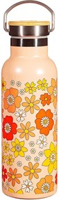 Oranžová nerezová dětská lahev 500 ml 70s Floral - Sass &amp; Belle