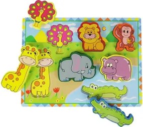 RAPPA Dřevěná vkládačka zvířata safari / 3D / dřevo