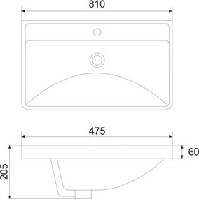 Mereo Siena koupelnová skříňka s keramickým umyvadlem 81 cm antracit mat CN431