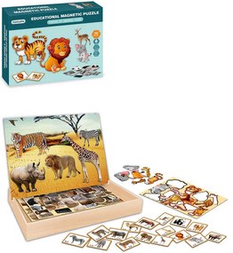 _Ostatní 1_ Puzzle magnetické na desce Safari skládačka s předlohami v krabici 11086