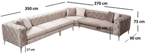 Designová rohová sedačka Rococo béžová - pravá