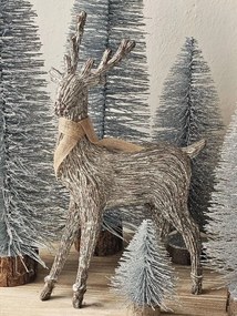 Hnědá dekorace figurka stojící jelen - 24*10*44 cm