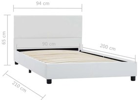 vidaXL Marketos Rám postele bílý umělá kůže 90 x 200 cm