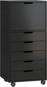 HOMCOM mobilní archiv pro tiskárnu s 5 zásuvkami a kolečky, černý