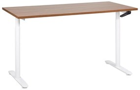 Manuálně nastavitelný psací stůl 160 x 72 cm tmavé dřevo/bílý DESTINAS Beliani