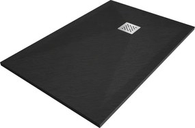 Mexen Stone+, obdélníková vanička z minerálního kompozitu 100 x 80 cm, černá matná, 44708010